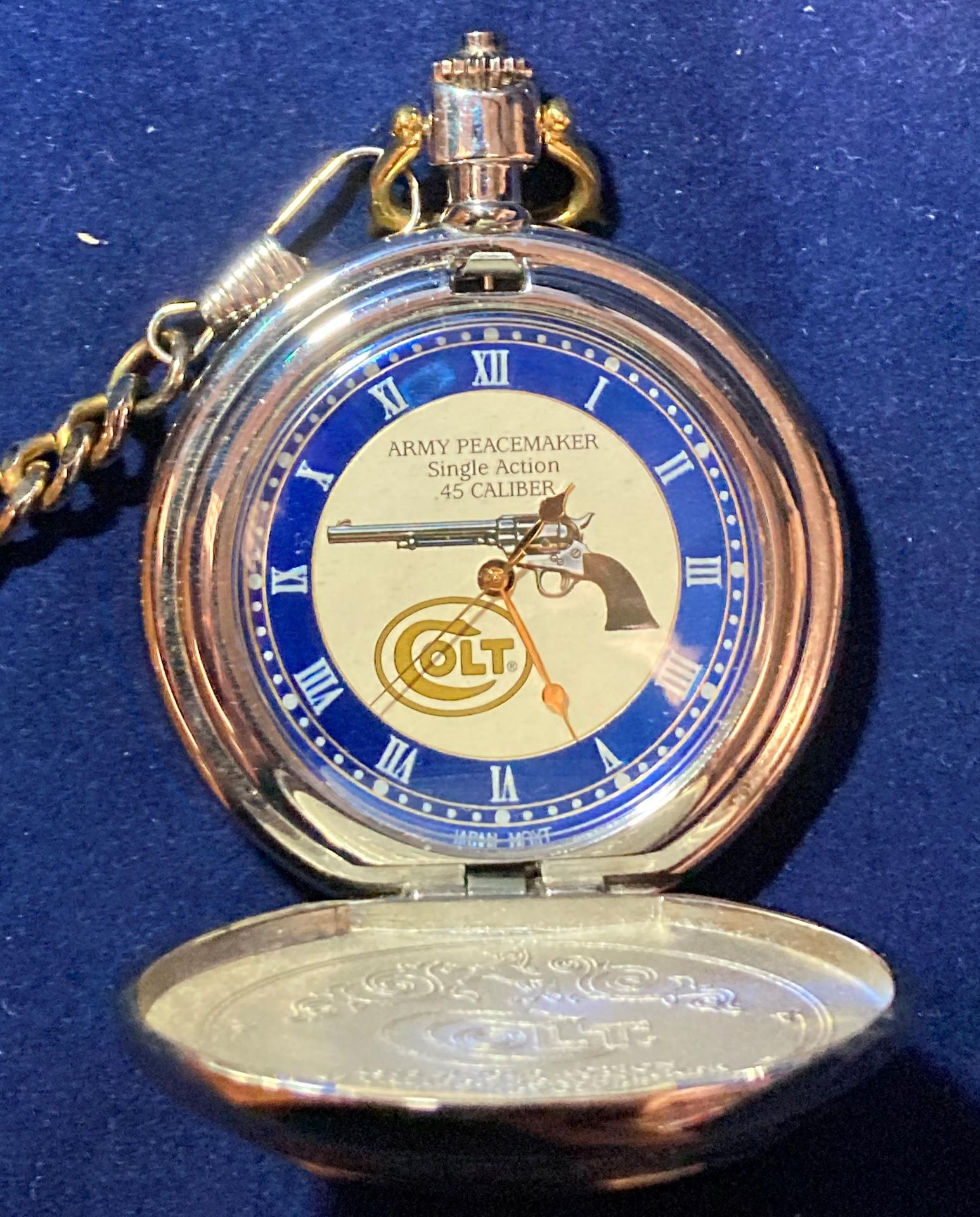 A Franklin Mint Colt pocket watch in case and a quantity of Military ...
