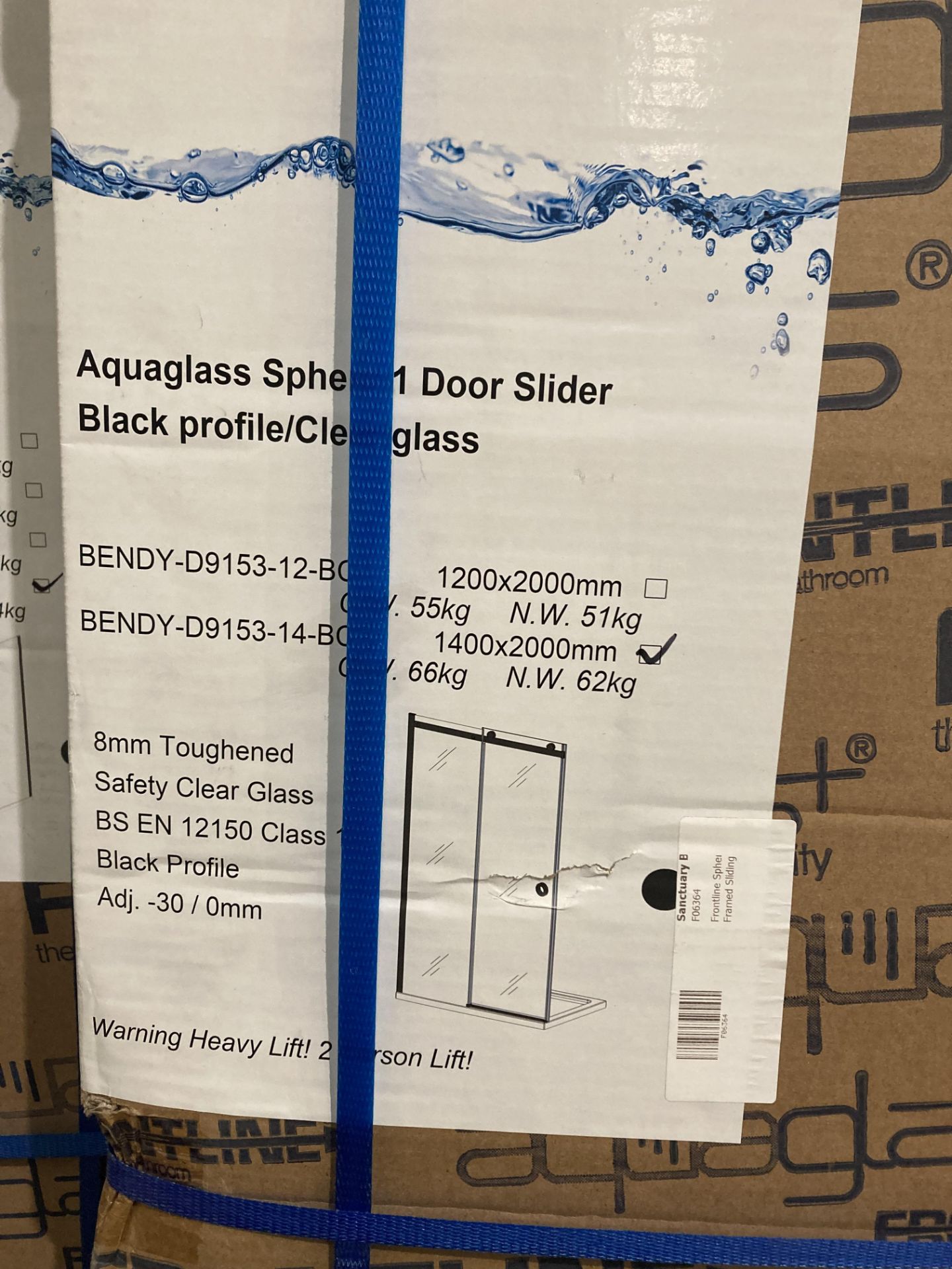 Frontline aquaglass sphere 1 door slider black profile clear glass and ...