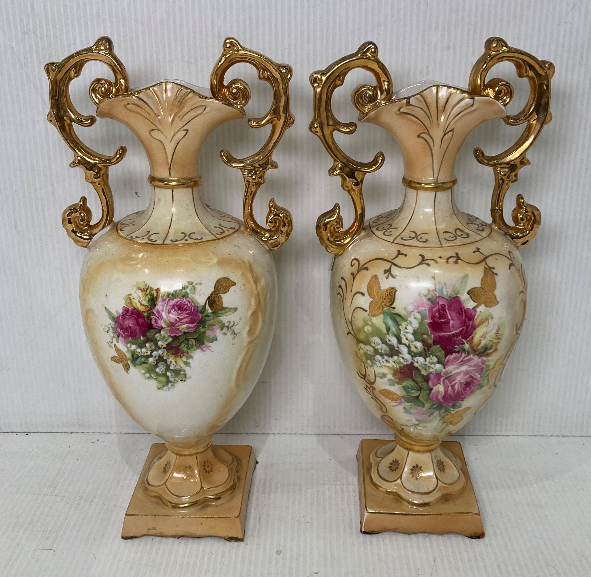 Pair of JKL K Ken Royal Court ware ceramic vases, both with floral ...