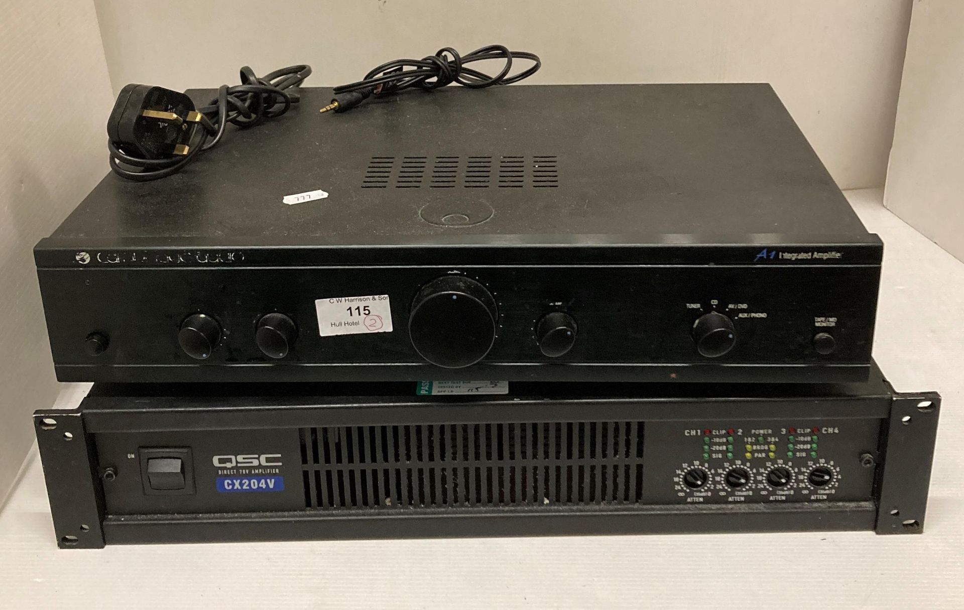 QSC model: CX204V Direct 70v Amplifier and Cambridge Audio A1V30 ...