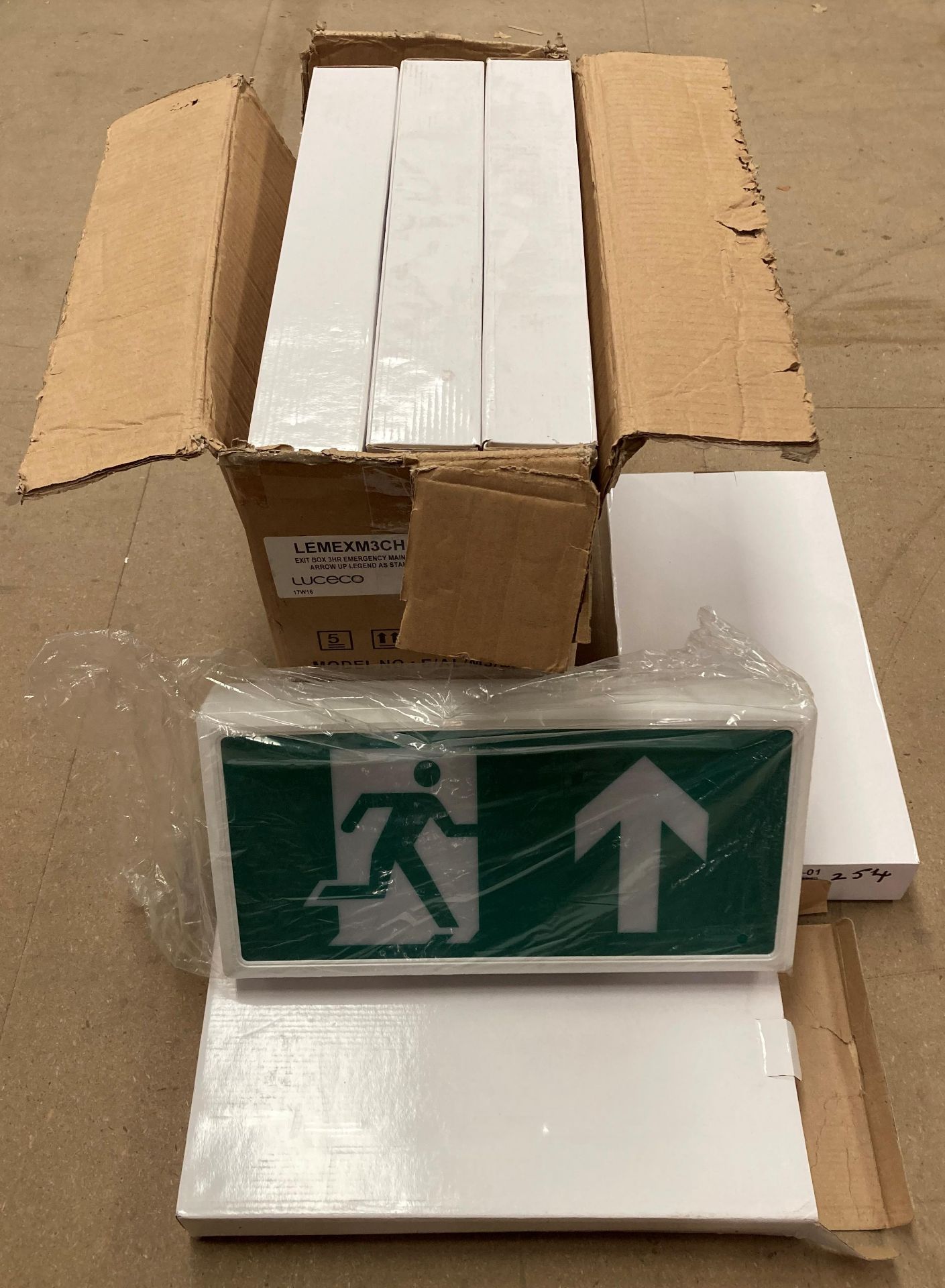 8 x Luceco Lemex 3CH-01 exit box emergency maintained arrow up lights
