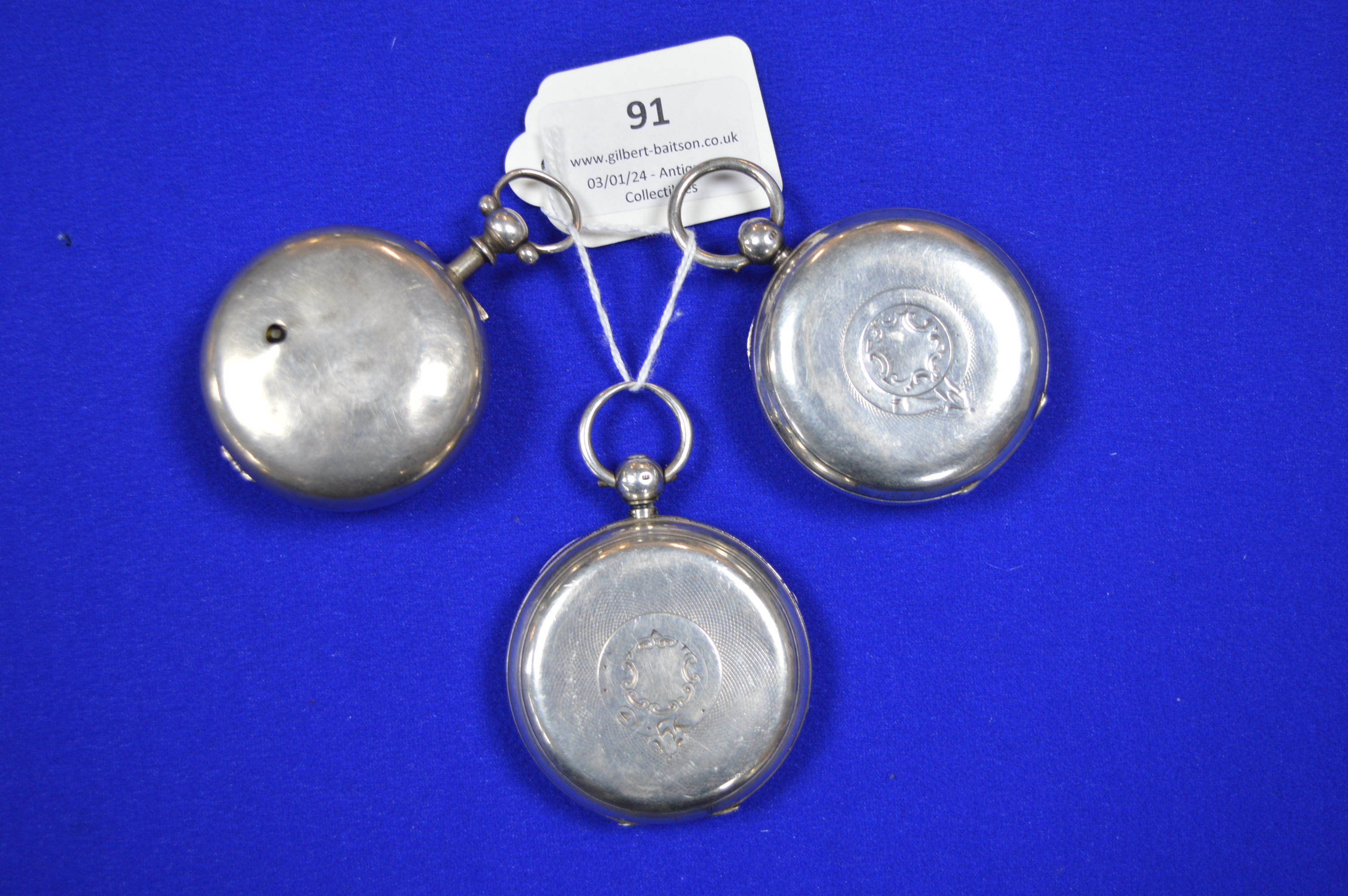 Three Hallmarked Sterling Silver Pocket Watches for Restoration