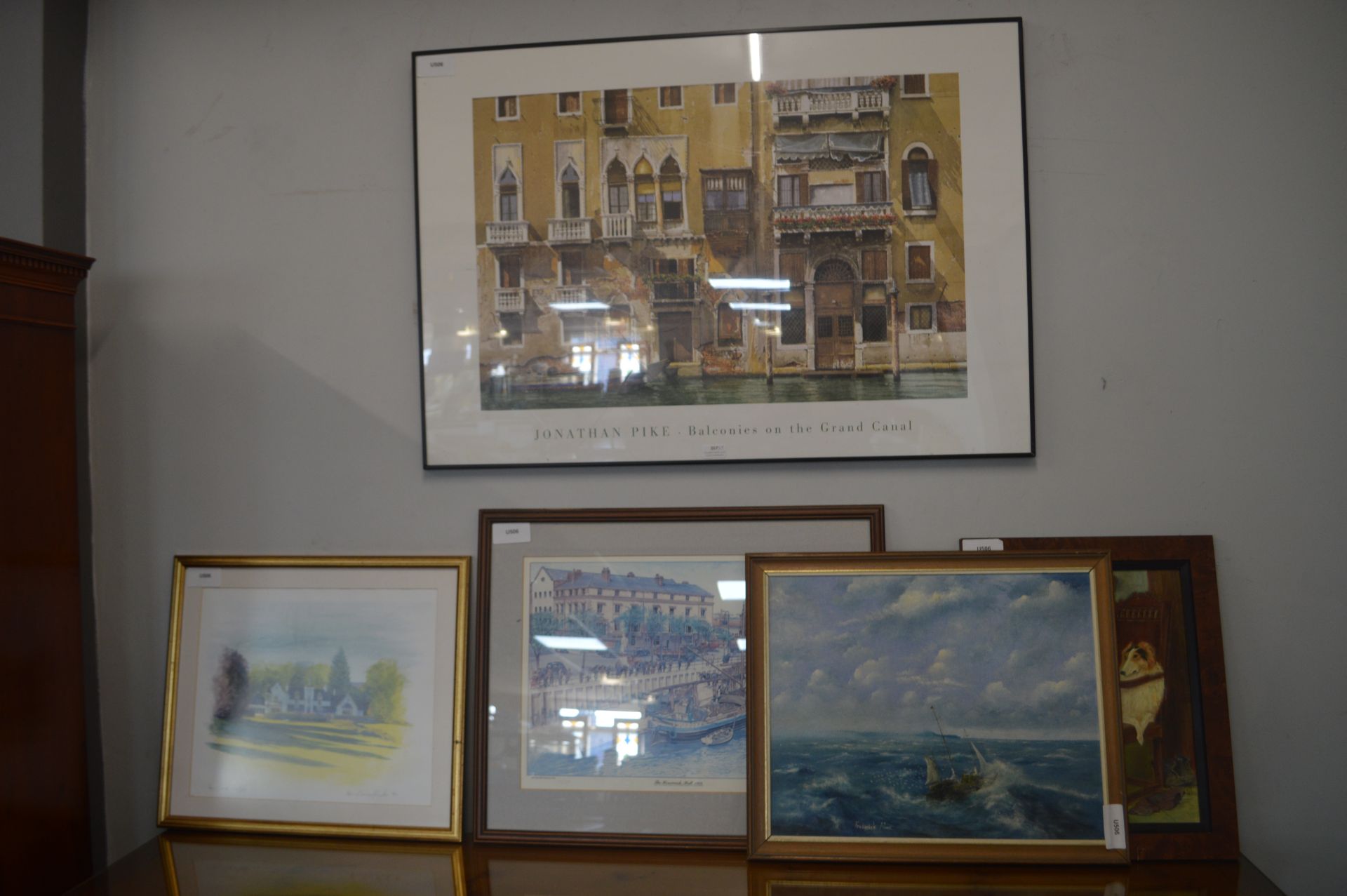 Five Framed Pictures and Prints Including Fredrick Allen Oil on Board ...