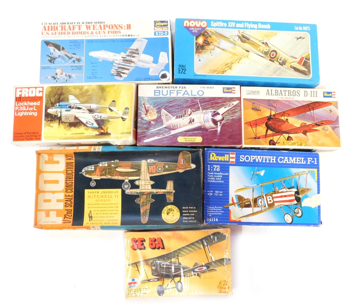 Revell, Frog and other 1:74 scale model kits, including an Albatross D ...