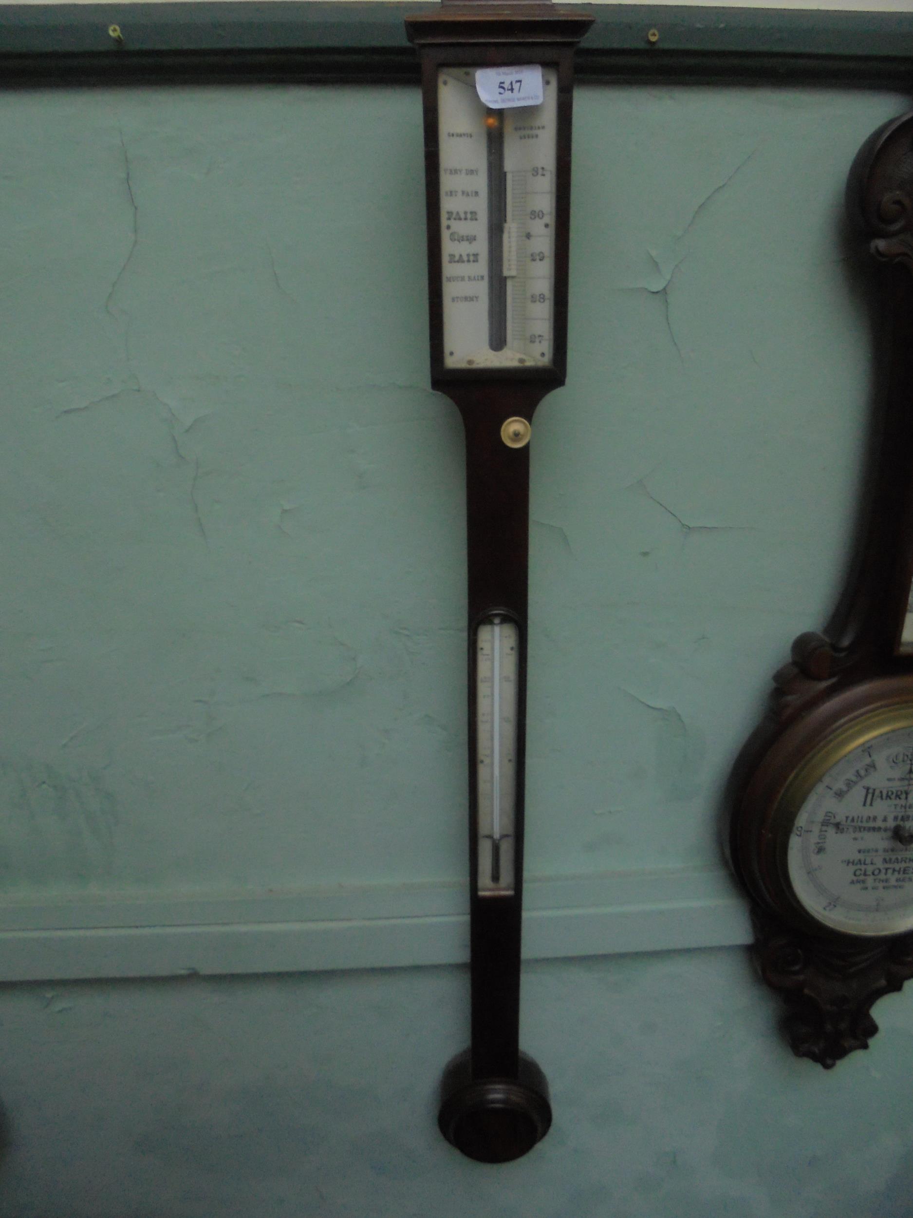 Slim stick barometer with advertising G. Davis, Optician Leeds
