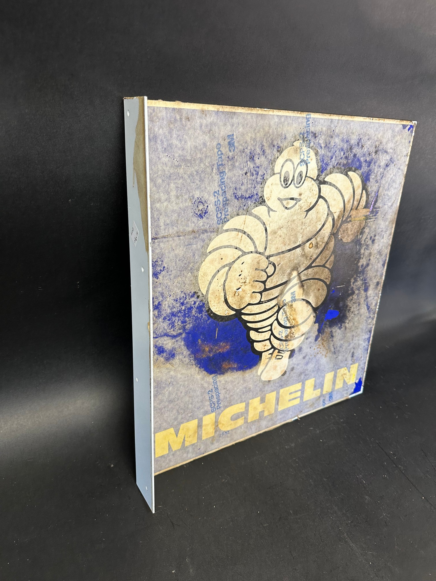 A Michelin double sided advertising sign with hanging flange depicting ...