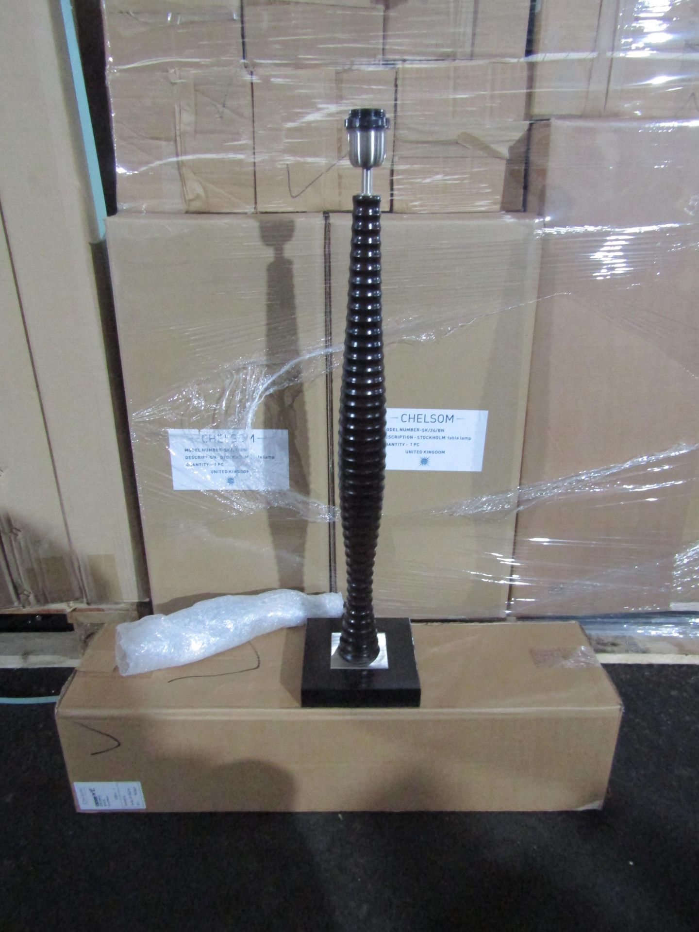 Chelsom Docklands Large Ribbed Wood/Metal Table Lamp - Model: DK/30/TL ...