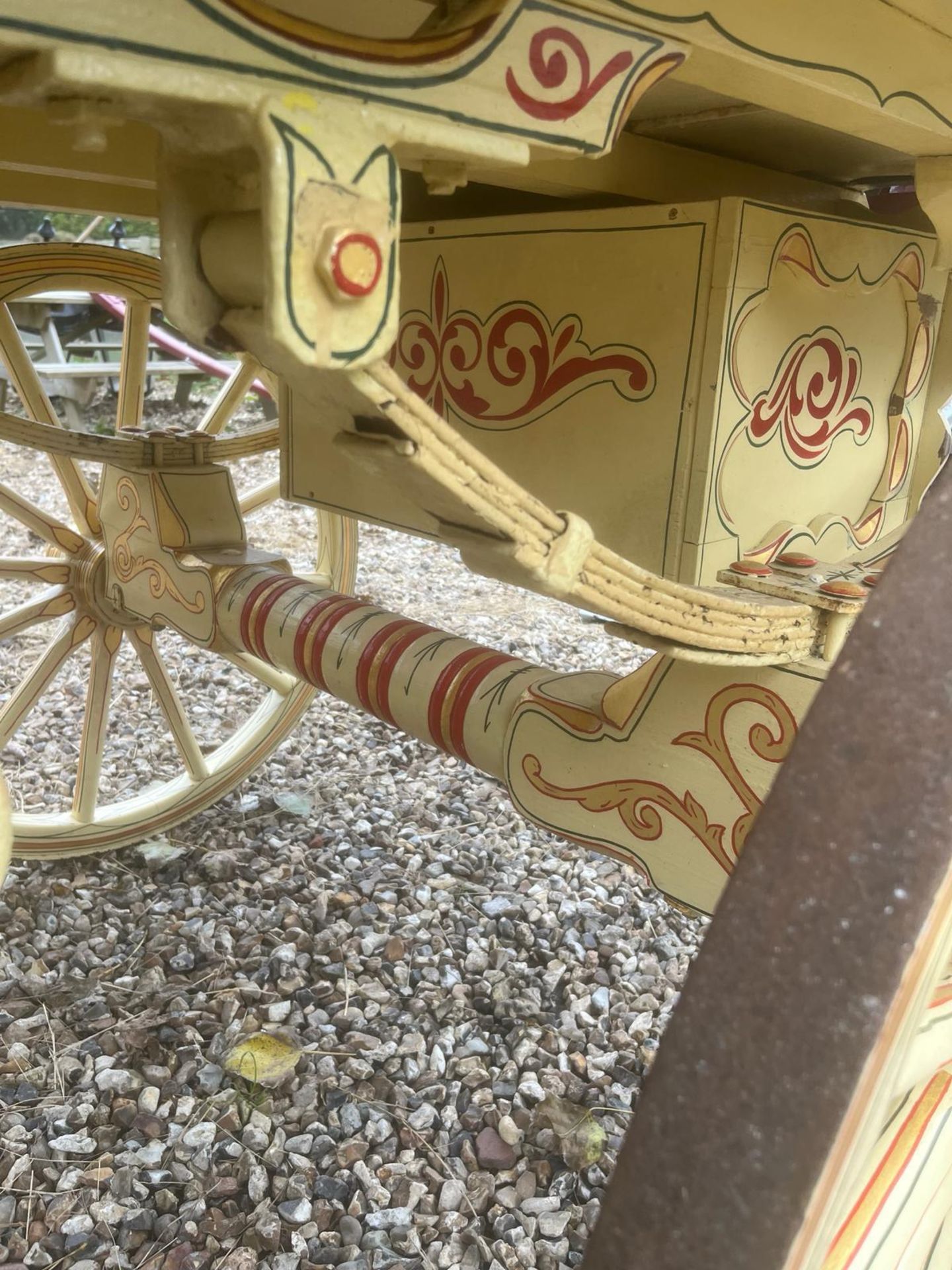 HALF SIZE OPEN LOT WAGON built on an old pony dray. Cream undercarriage ...