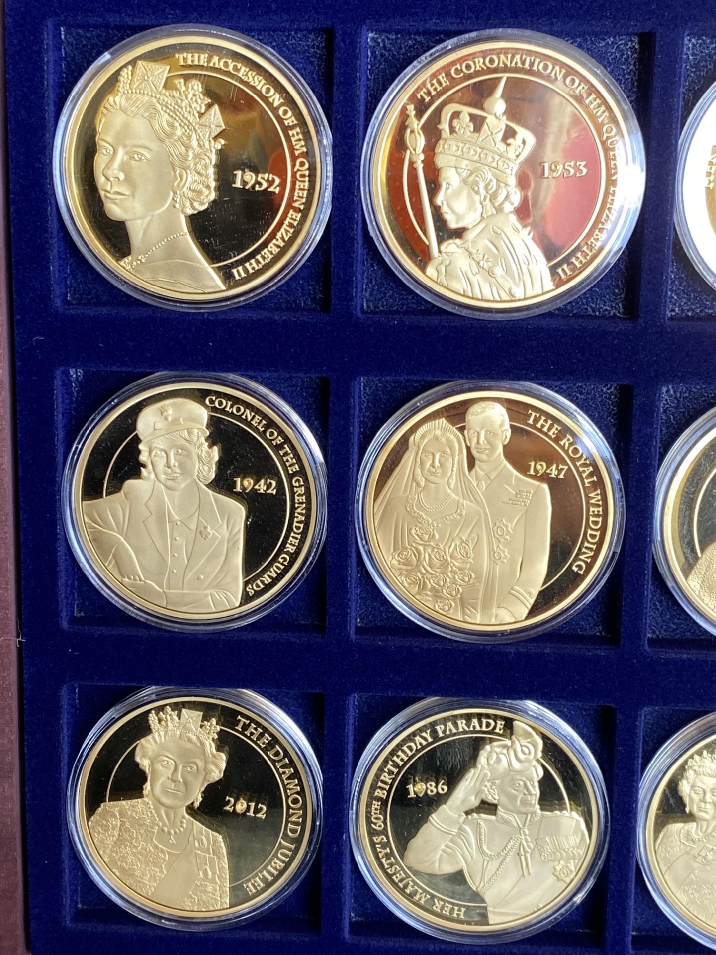 Twelve gold plated Portraits of the Queen Diamond Jubilee coins in ...