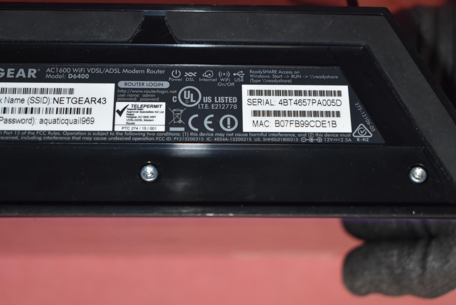 1 x Netgear D6400 AC1600 WiFi VDSL/ADSL Modem Router - Includes Power ...