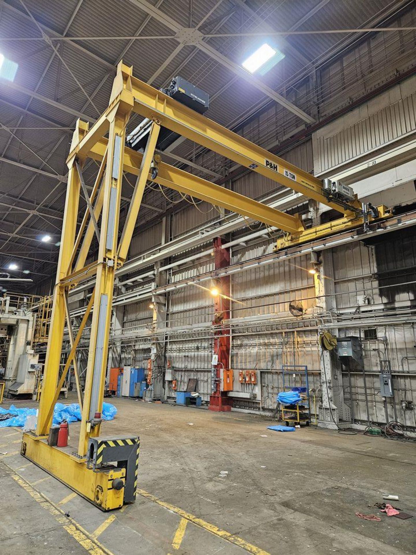 15-Ton x 30' P&H Double Girder, Single Leg Traveling Gantry Crane, 28 ...