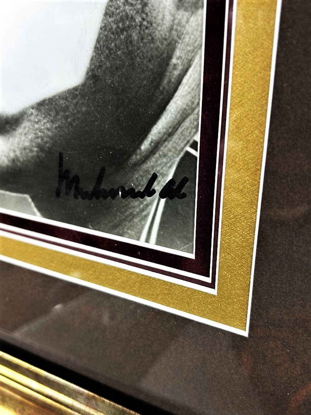 Muhammad Ali Signed Montage- Everlast signed Glove and Dipped Gold Face ...