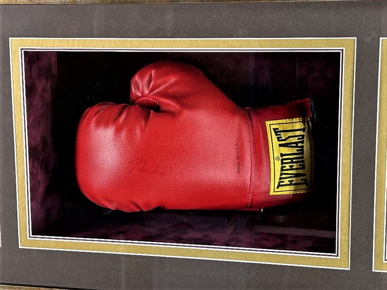 Muhammad Ali Signed Montage- Everlast signed Glove and Dipped Gold Face ...
