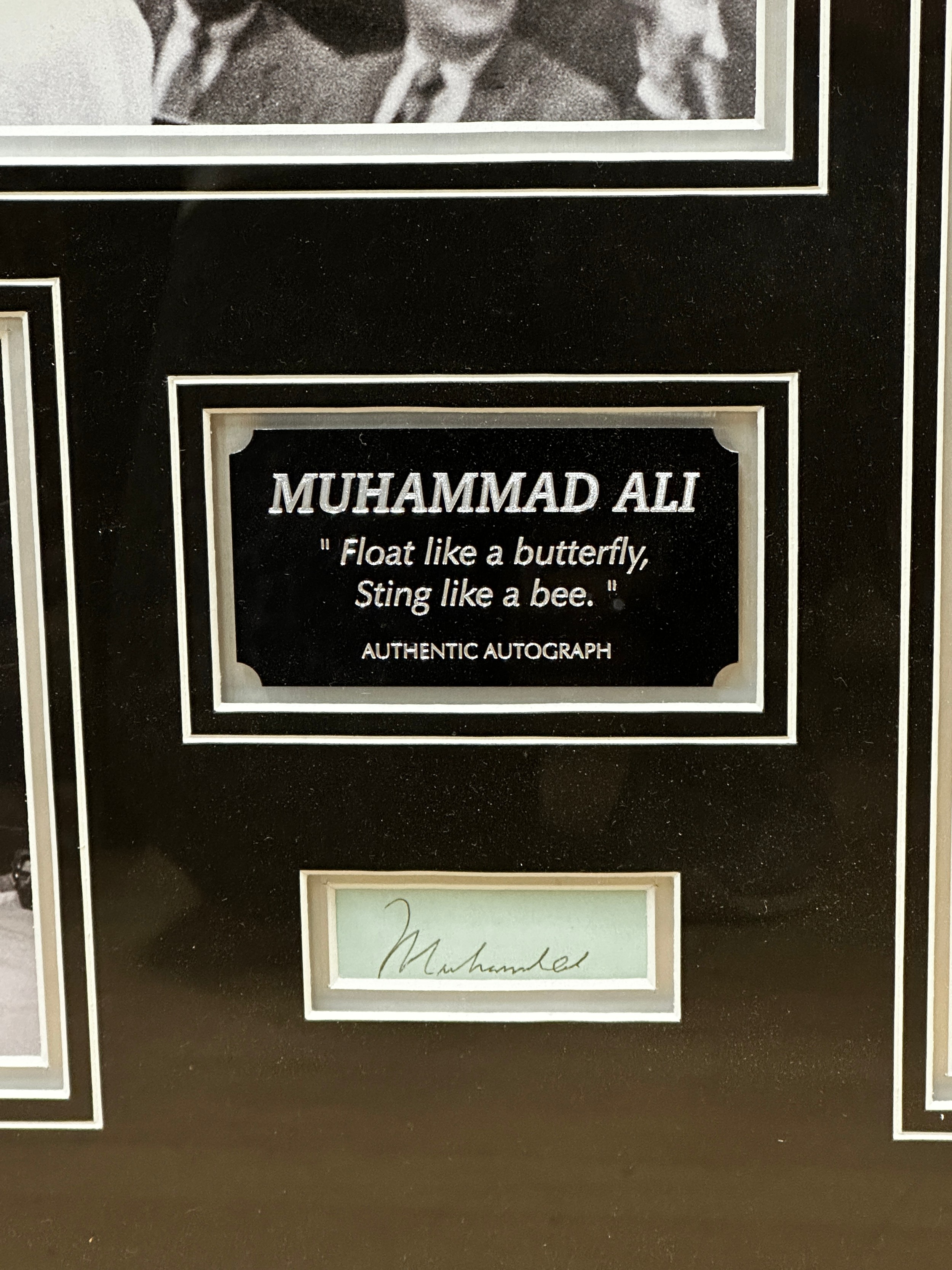 Signed Muhammad Ali Framed Photograph Display. 90cm x 66cm.