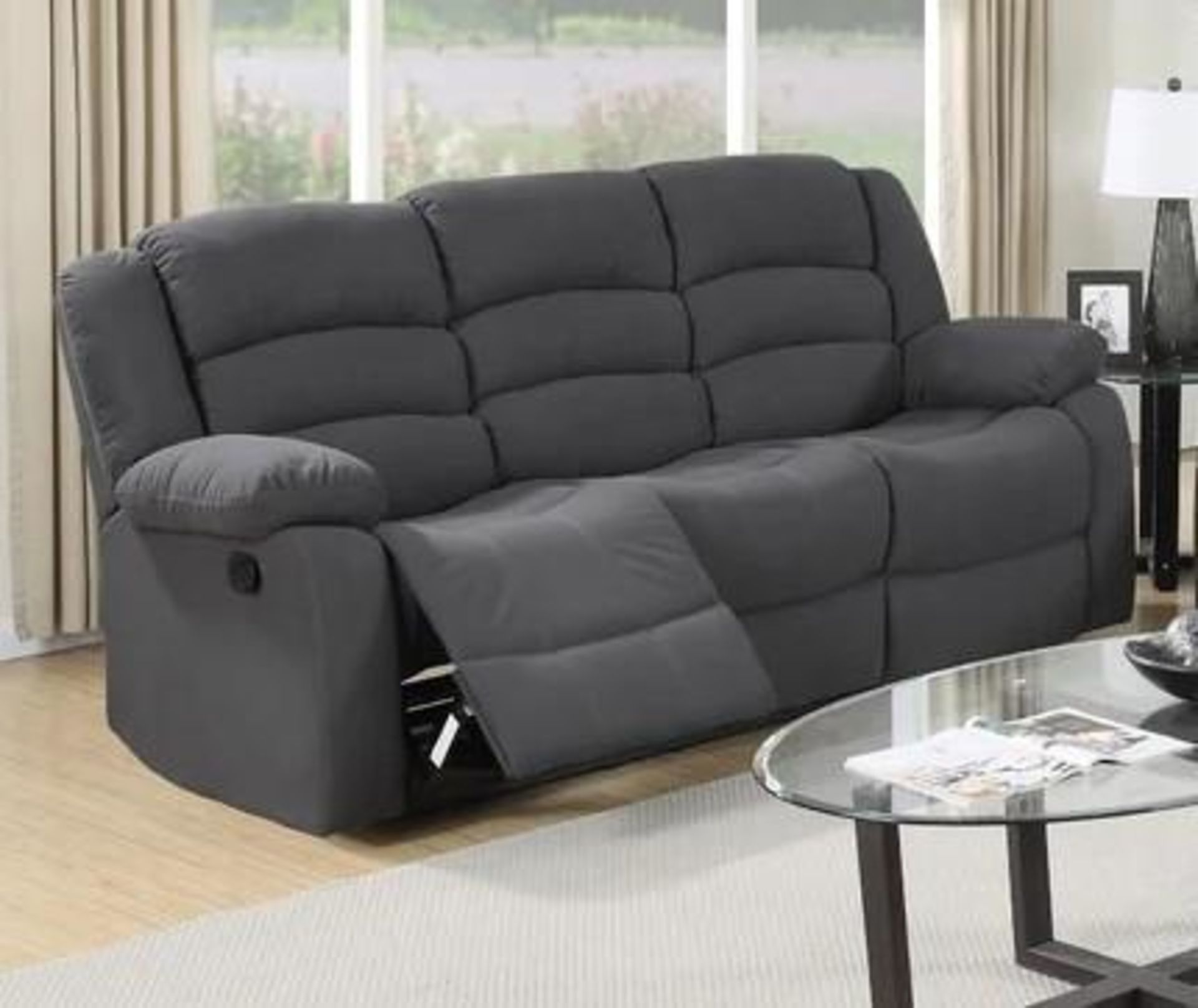 BRAND NEW fabric Malaga 3 + 2 seater manual recliner sofa in chenille ...