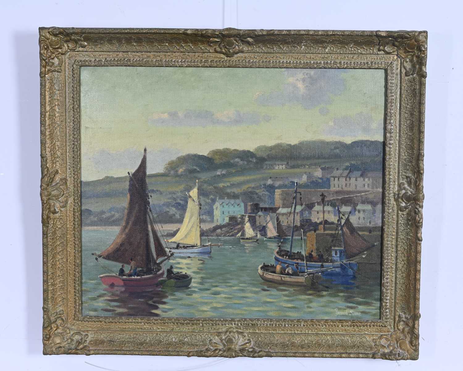 Bernard Ninnes (British, 1899-1971), Fishing Boats in a Cornish Harbour ...