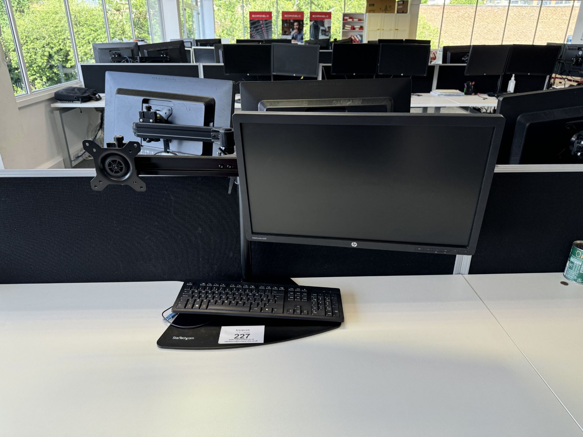 HP Elite E231 Flat Panel Monitor Mounted on Startech ARMBARDUO Black ...