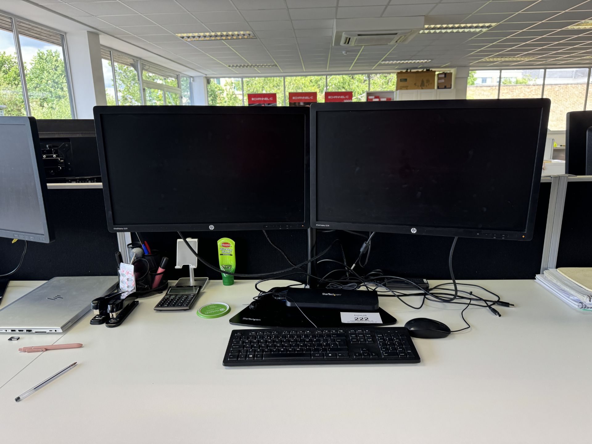 2: HP Elite E231 Flat Panel Monitors Mounted on Startech ARMBARDUO ...