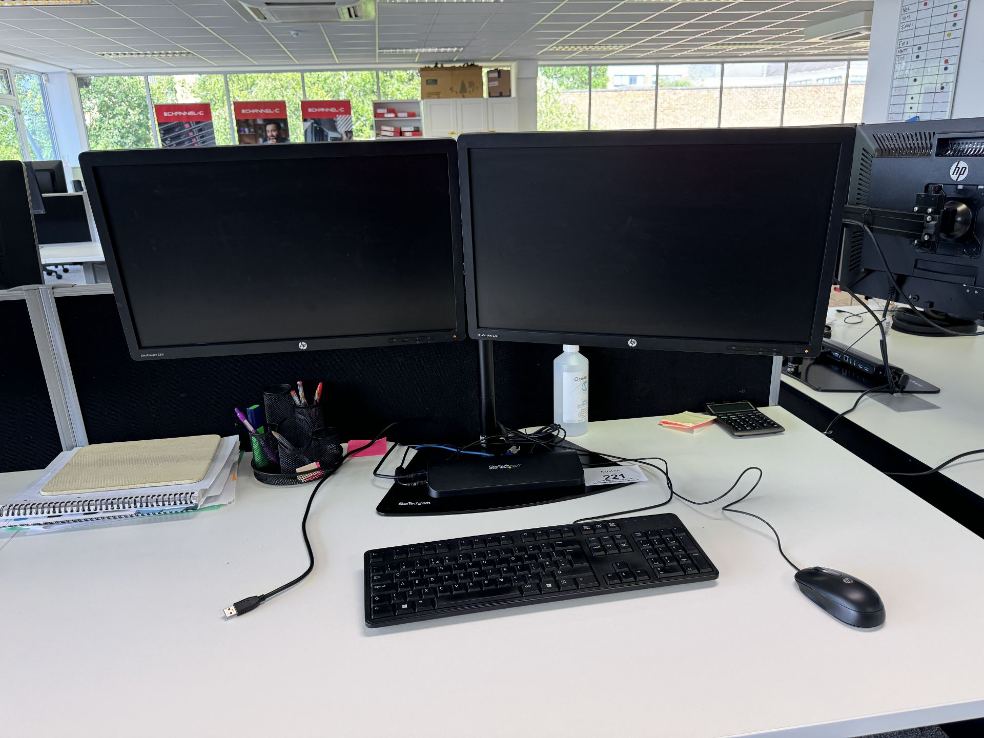 2: HP Elite E231 Flat Panel Monitors Mounted on Startech ARMBARDUO ...