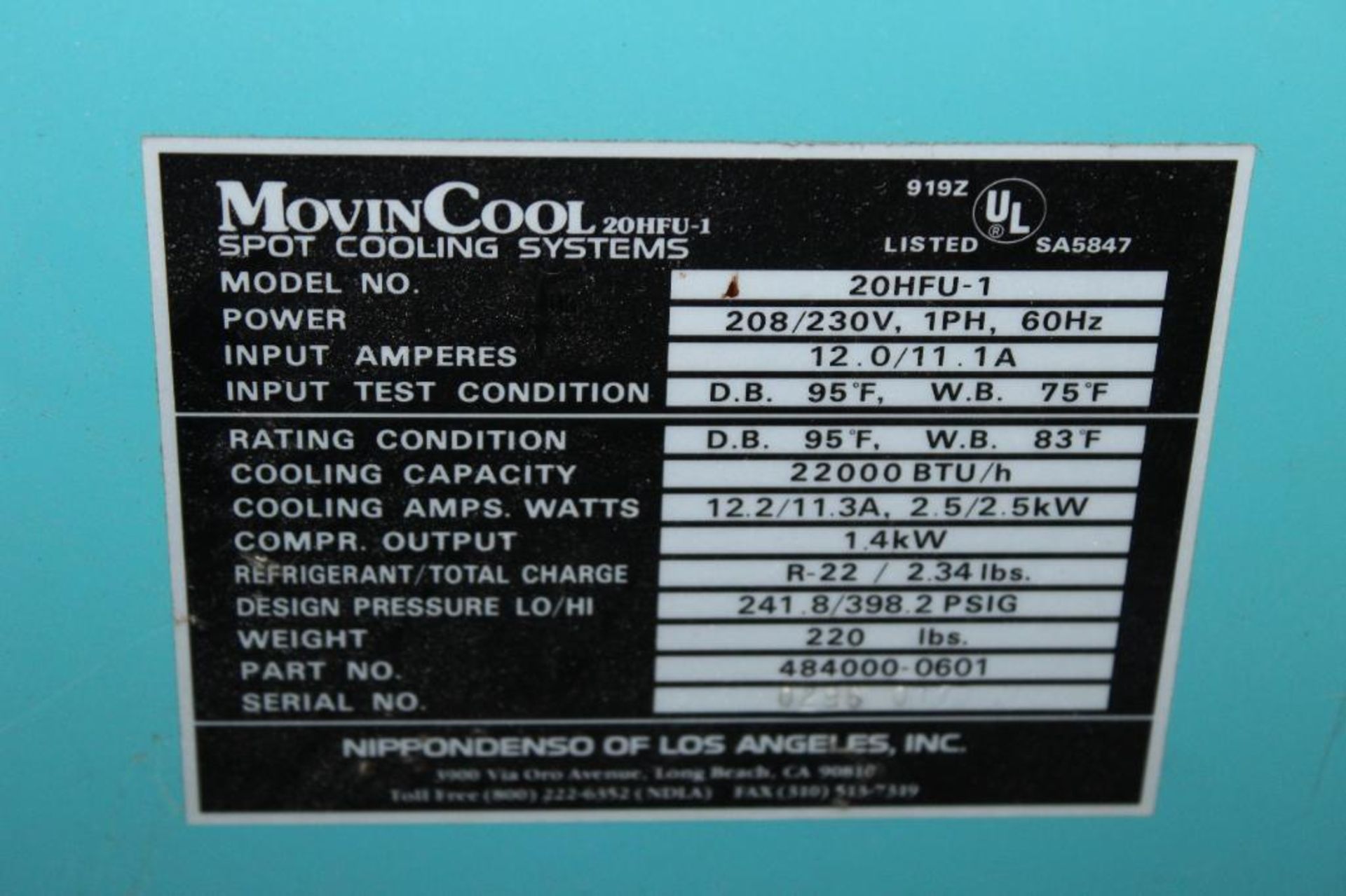 MovinCool Spot Cooling Systems Model 20HFU-1