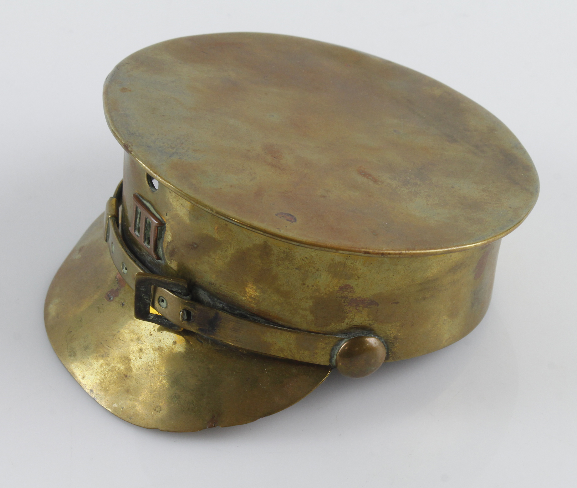 WW1 Trench Art 'British Tommy' peaked cap with a 'III' badge