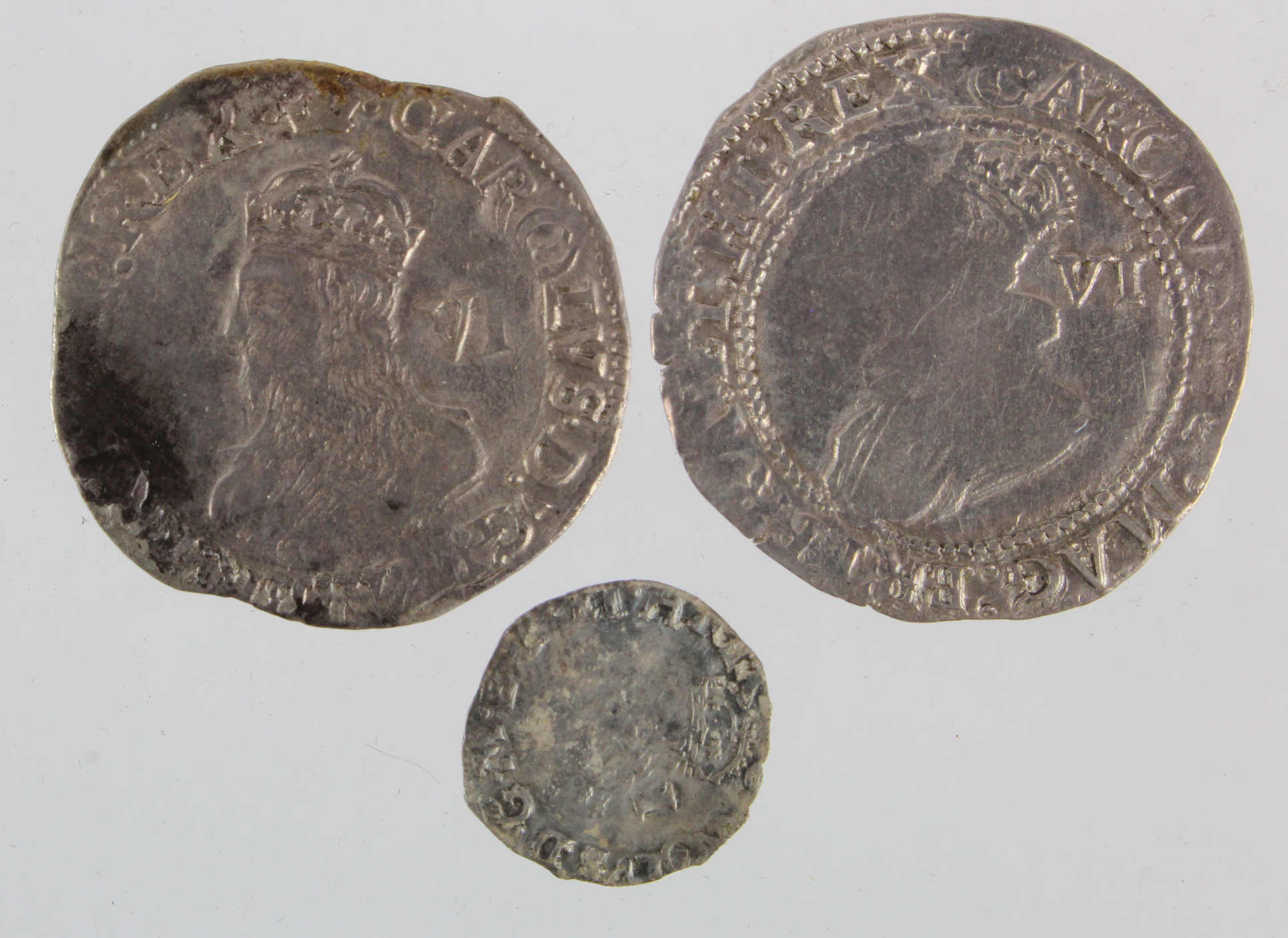 Charles I hammered silver (3): Sixpence 1626 mm. cross calvary S.2807 ...