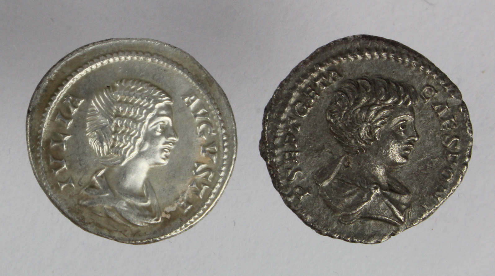 Roman Imperial (2) Denarii: Geta slightly debased silver, Rome c.201 AD ...