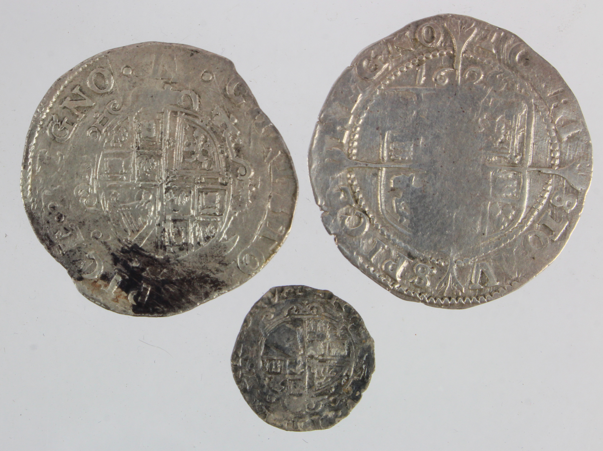 Charles I hammered silver (3): Sixpence 1626 mm. cross calvary S.2807 ...