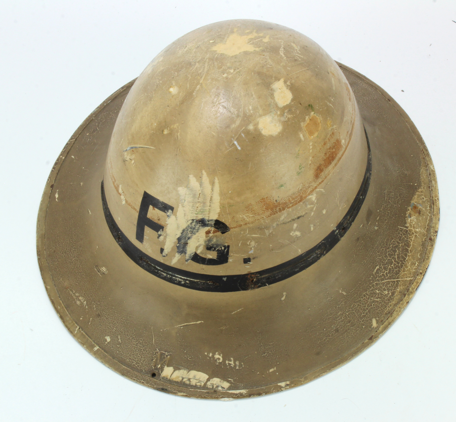 WW2 British Zuckerman Civil Defence helmet with painted finish and 'F.G ...