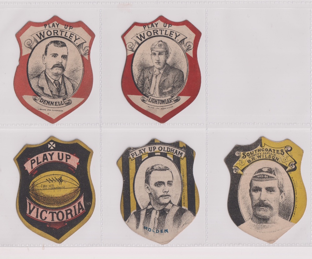 Trade cards, Baines, Rugby, 5 shaped cards, Play Up Wortley (2 ...