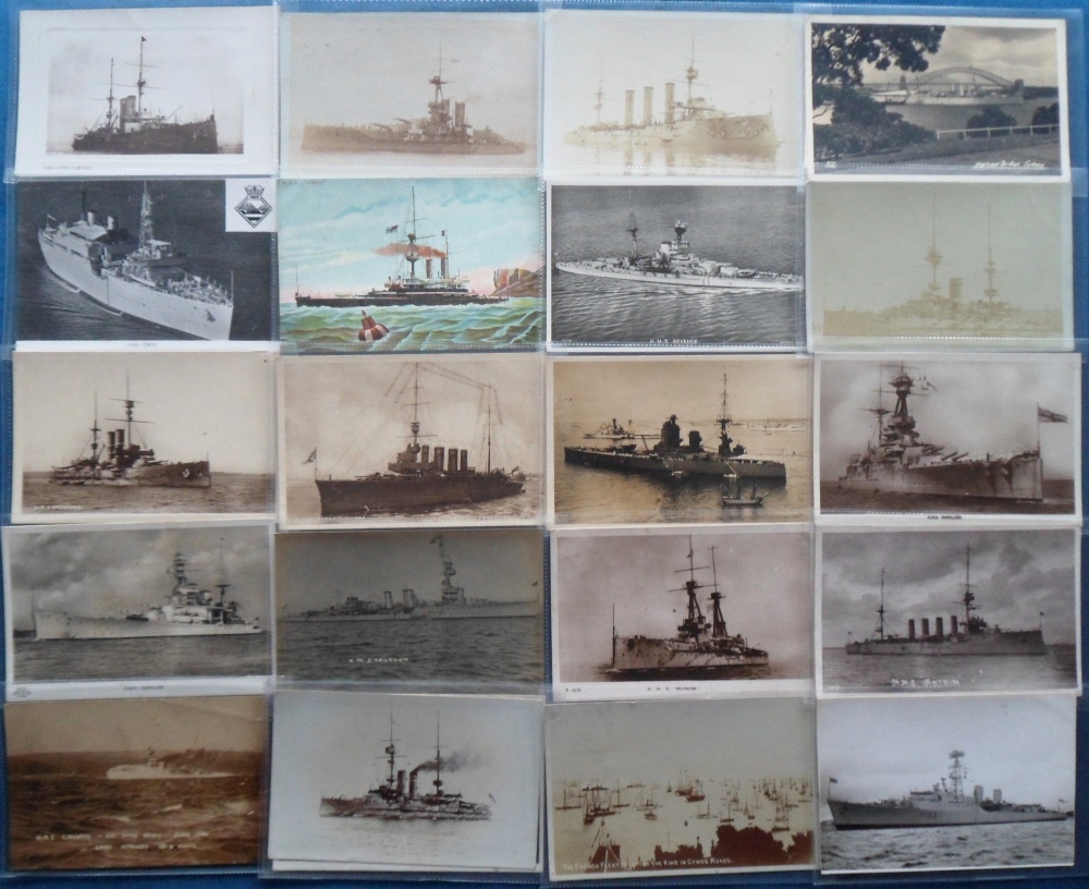 Postcards, Naval, a good naval shipping selection of approx. 63 cards ...