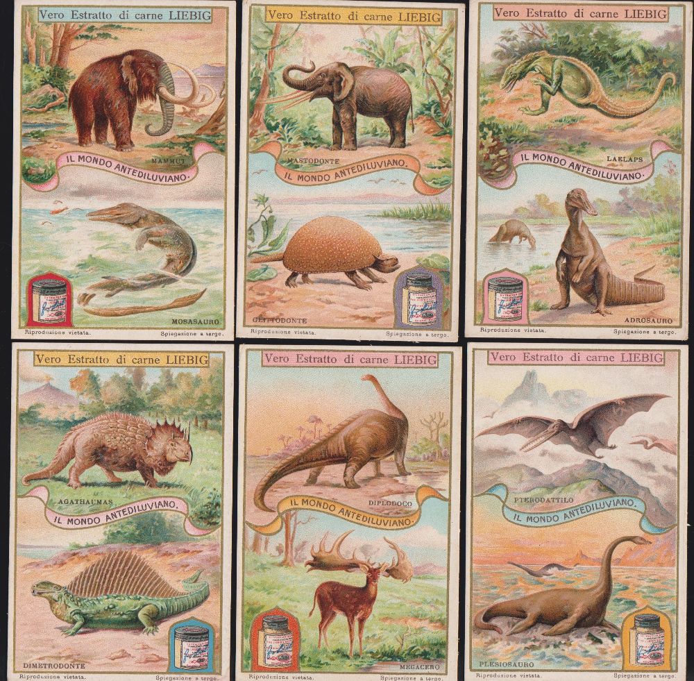 Trade cards, Liebig, Prehistoric Animals, ref S1123, Italian edition ...