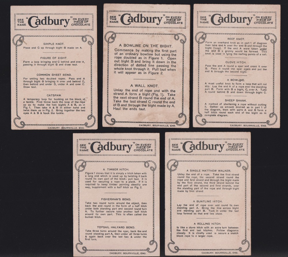 Trade cards, Cadbury's, Knotty Problems, 'X' size (set?, 5 cards) (1 ...