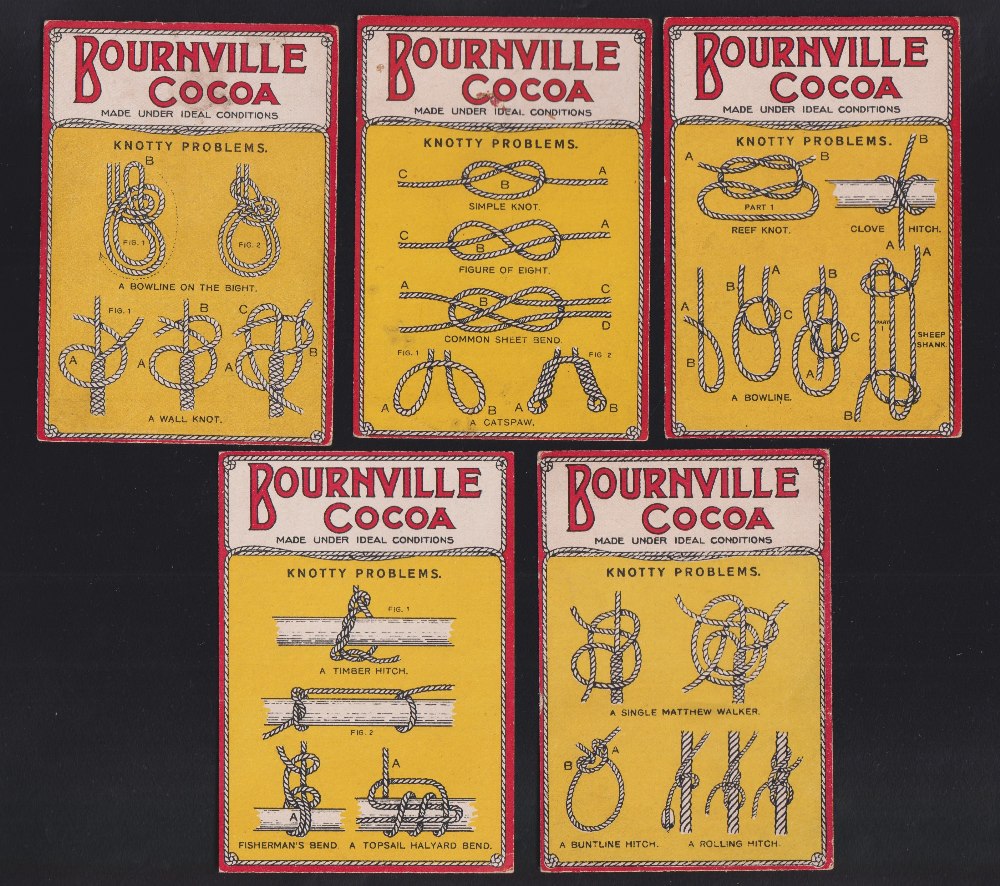 Trade cards, Cadbury's, Knotty Problems, 'X' size (set?, 5 cards) (1 ...