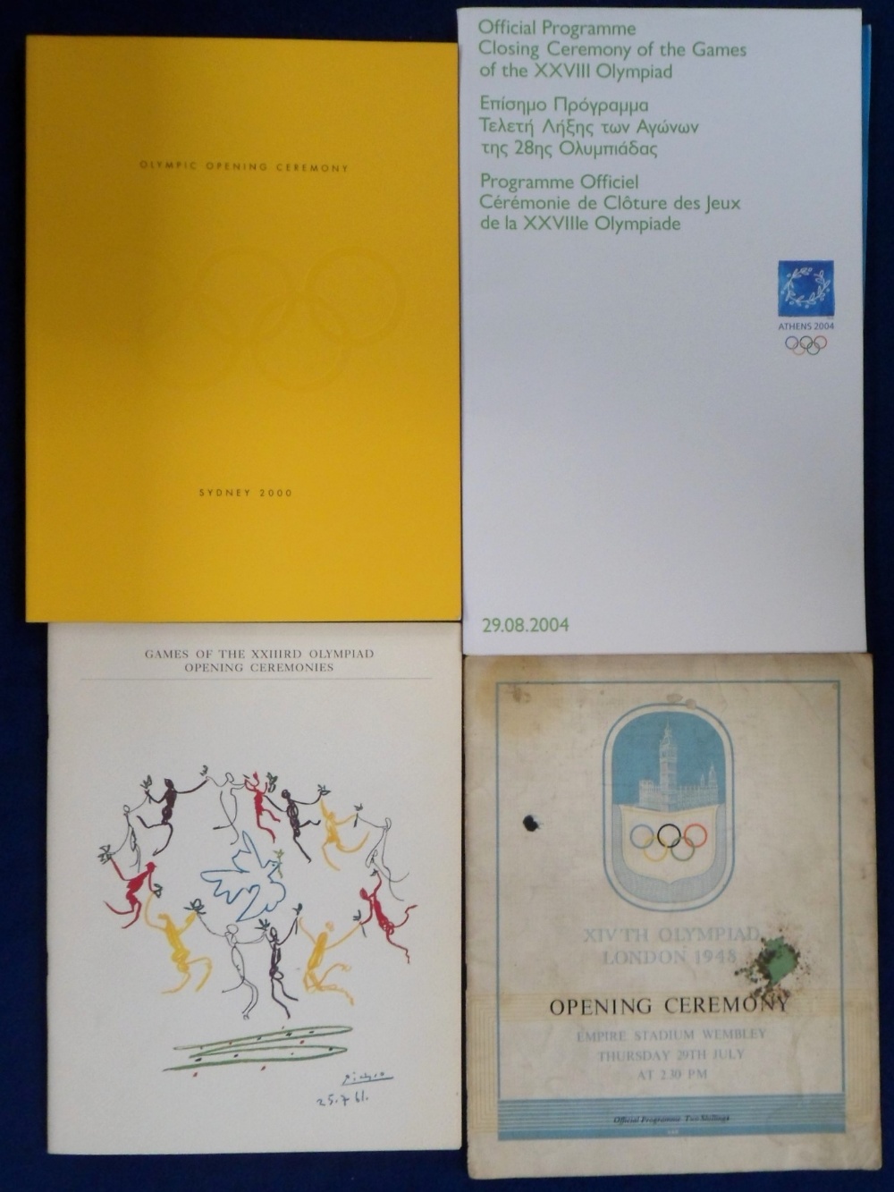 Olympics, Opening Ceremony Programmes, London 1948 (stained), Los ...