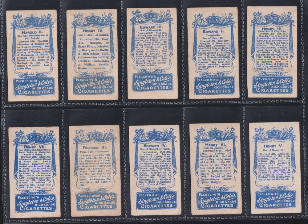 Cigarette cards, Singleton & Cole, Kings & Queens, (28/40) (fair/gd)