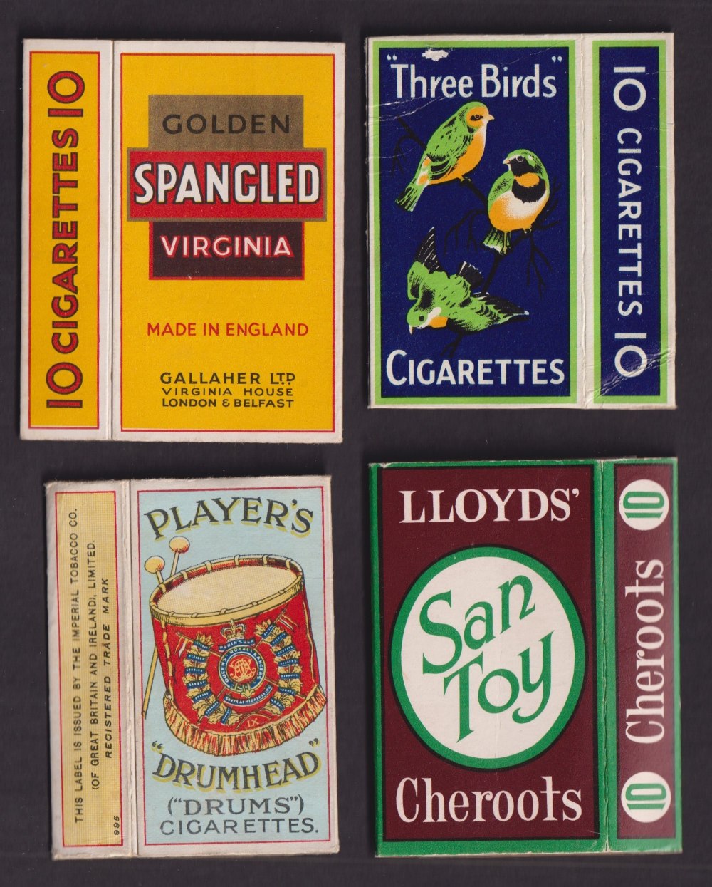 Cigarette packets, selection of 12 packets, all for 10 cigarettes ...