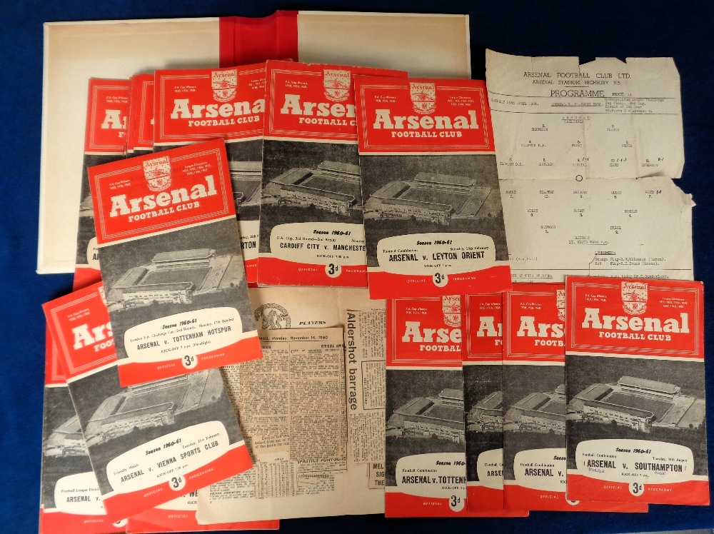 Football programmes, Arsenal FC, 1960/61, First team, reserves etc, 20 ...