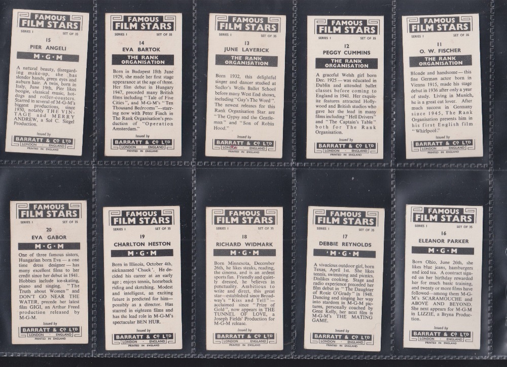 Trade cards, Barratt's, Famous Film Stars including Elizabeth Taylor ...