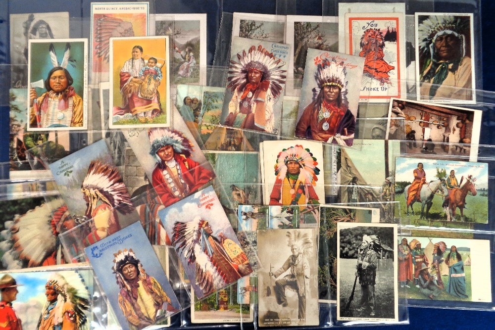 Postcards, North America, Native Americans, 61 cards including Tuck's ...