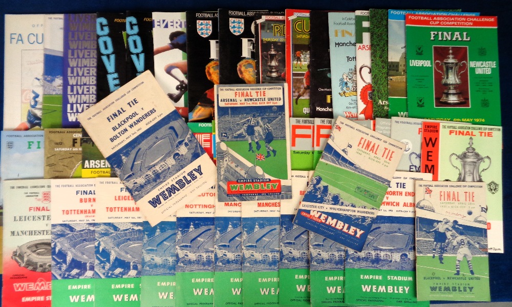 Football programmes, FA Cup Finals, a collection of 44 Cup Final ...