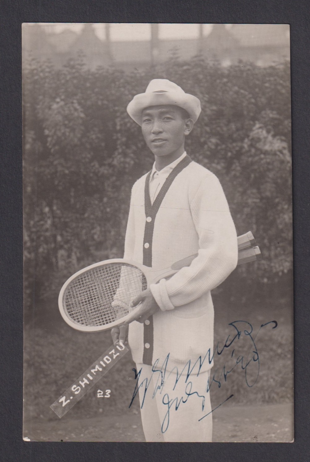 Tennis autograph, Zenzo Shimidzu, Japanese Tennis player, an early ...