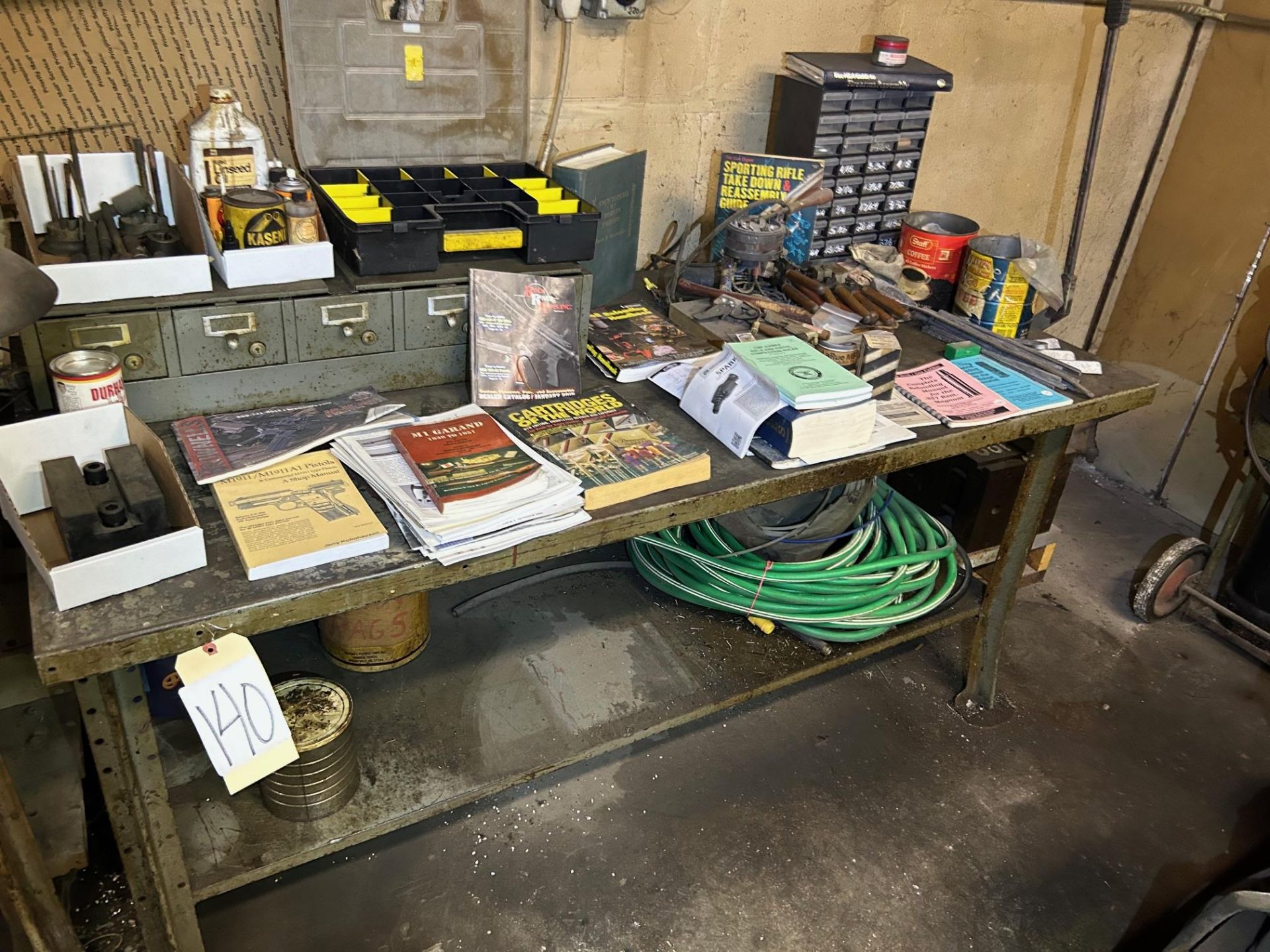 Table and Contents of Gunsmithing Tools, Lead Billets, Gun Smith ...