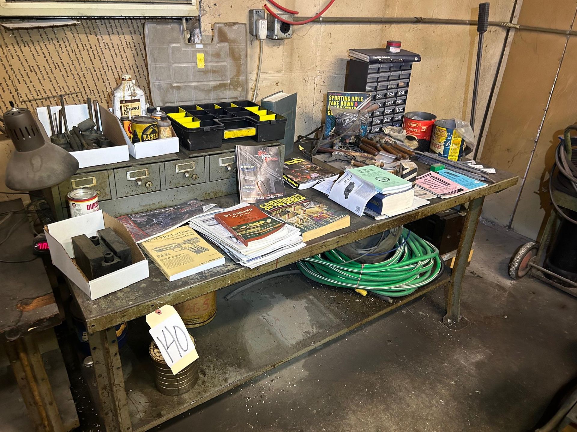 Table and Contents of Gunsmithing Tools, Lead Billets, Gun Smith ...