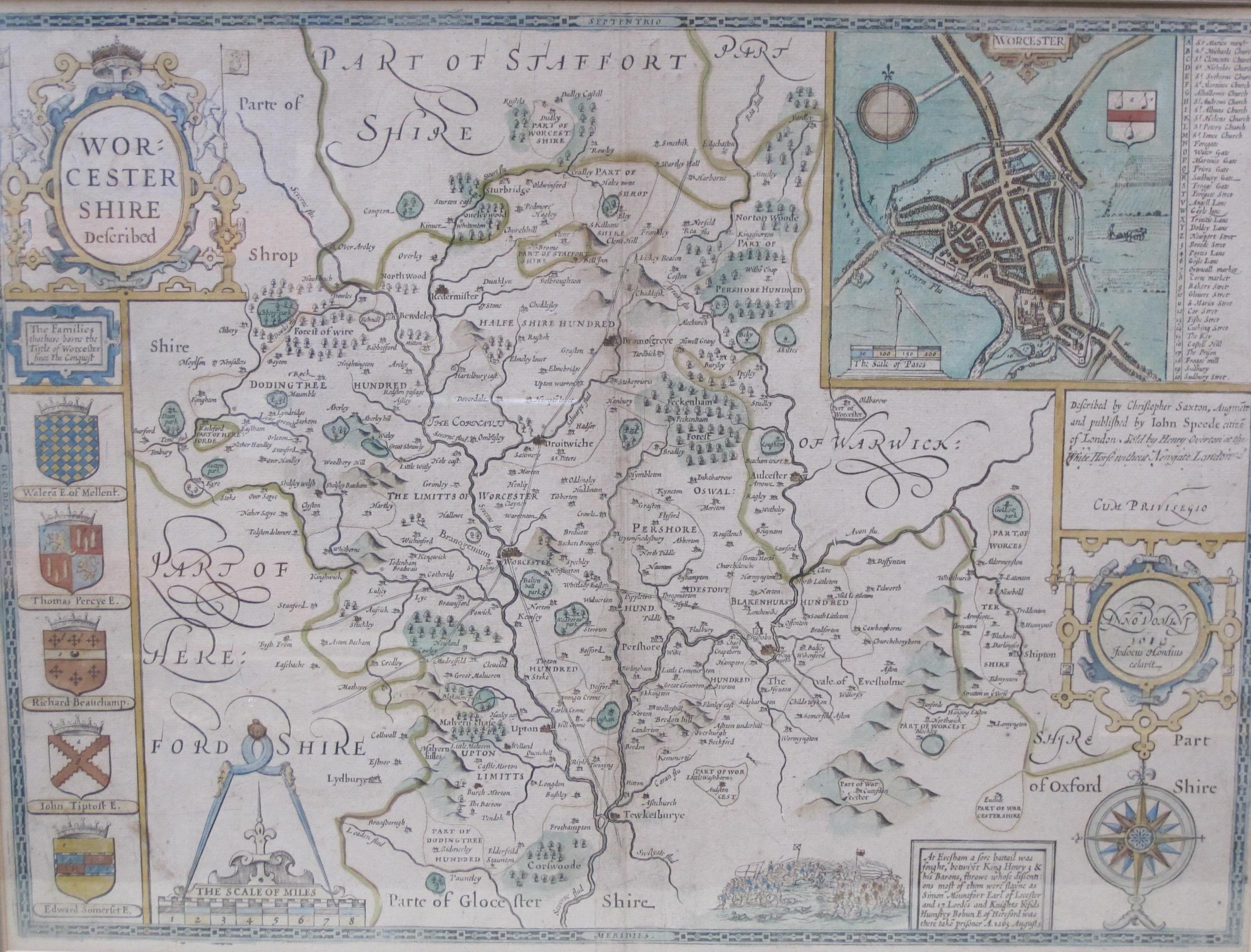 JOHN SPEED. Engraved map of Herefordshire; an engraved map by John ...