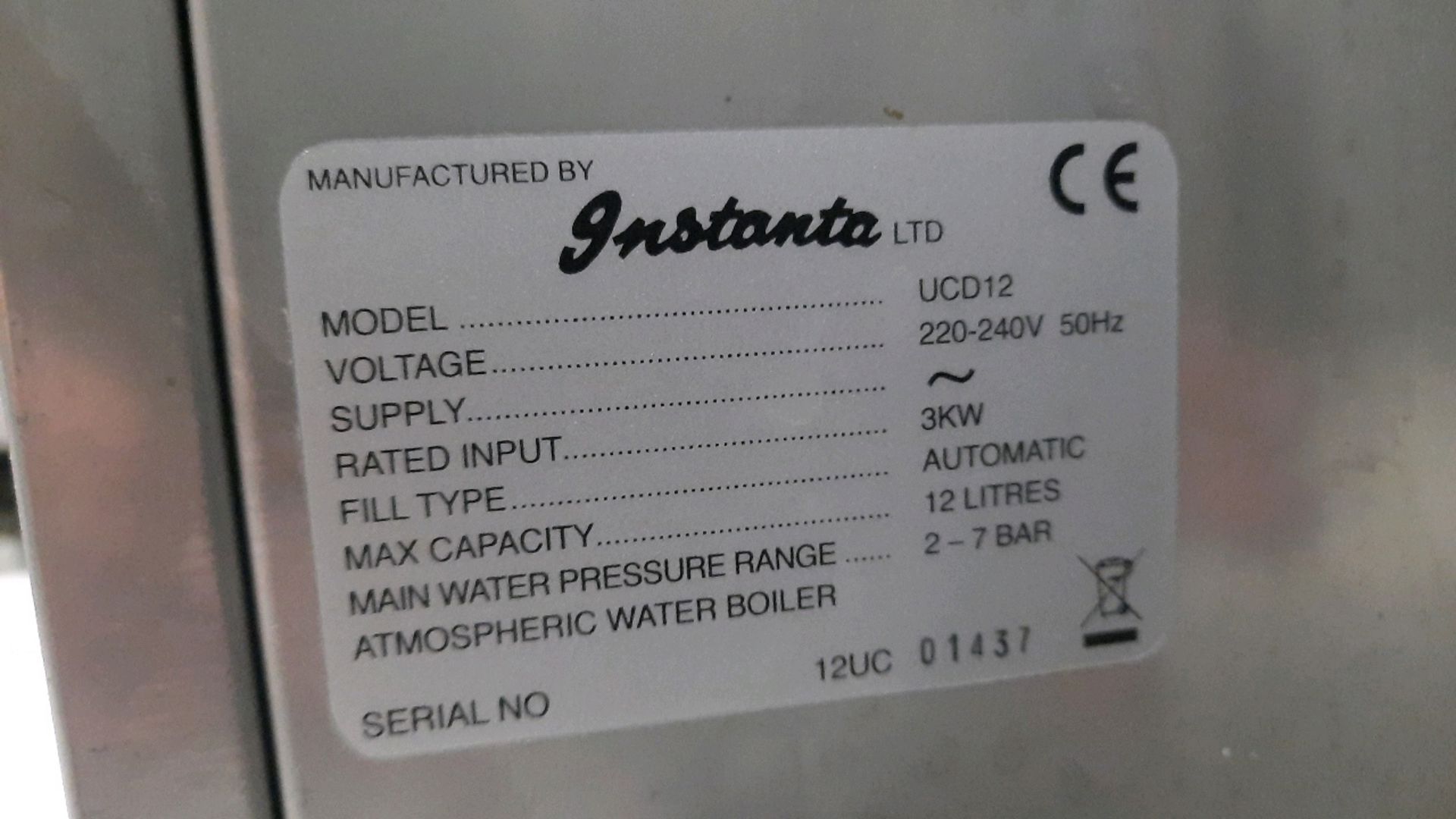 Instanta Stainless Steel Counter Hot Water Dispenser Model. UCD12 ...
