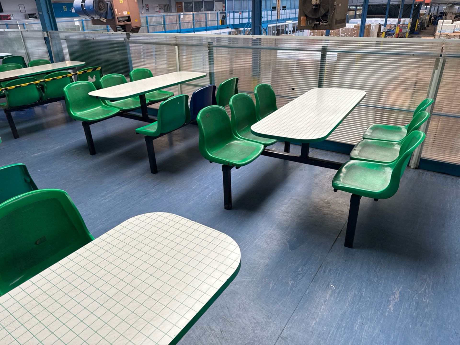 NO RESERVE - 6 Seat Cafeteria Benches x 7 Plastic Seats Not bolted to ...