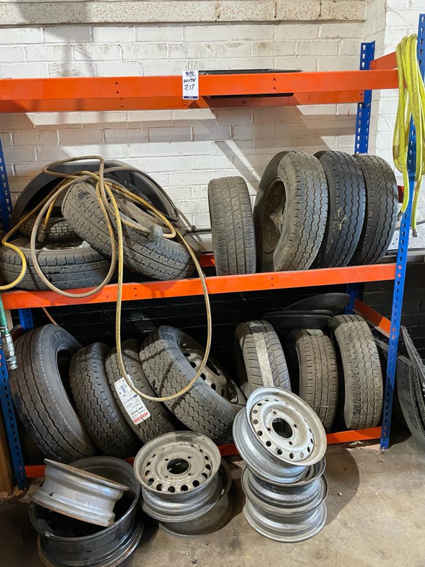 Three Racks & Contents of Assorted Spares, Fixings, Tyre Rack, Trailer ...