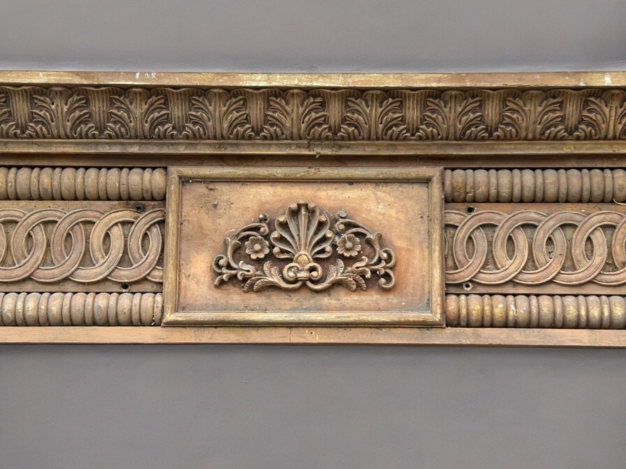 A large antique carved wood Door surround / frame. Twin columns and ...