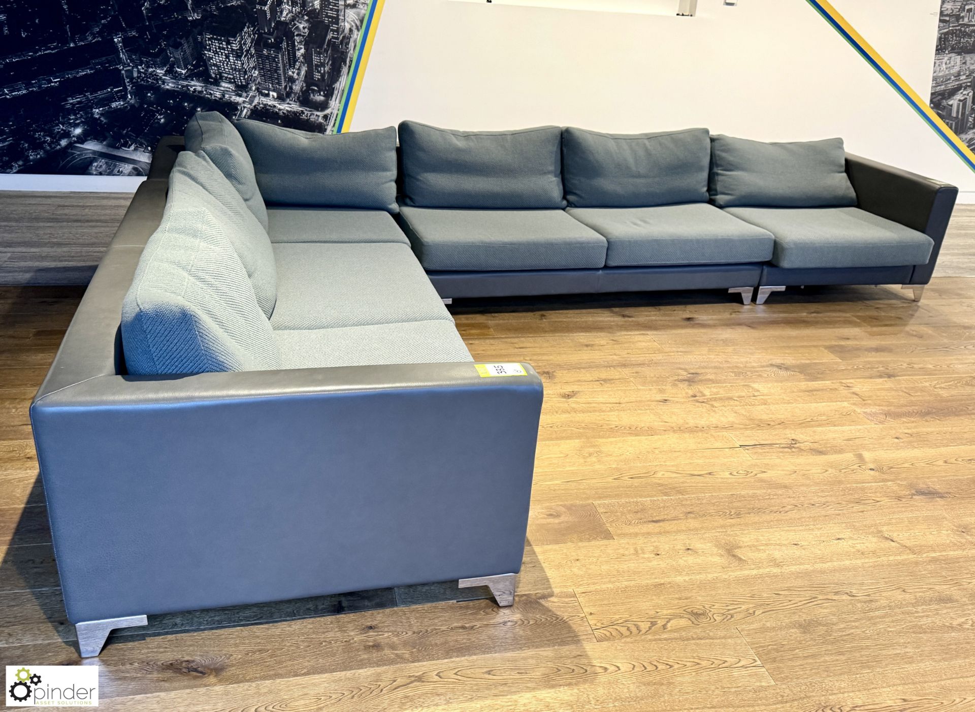Lyndon Design L-shaped leather and upholstered Sofa, 3850mm x 1030mm ...
